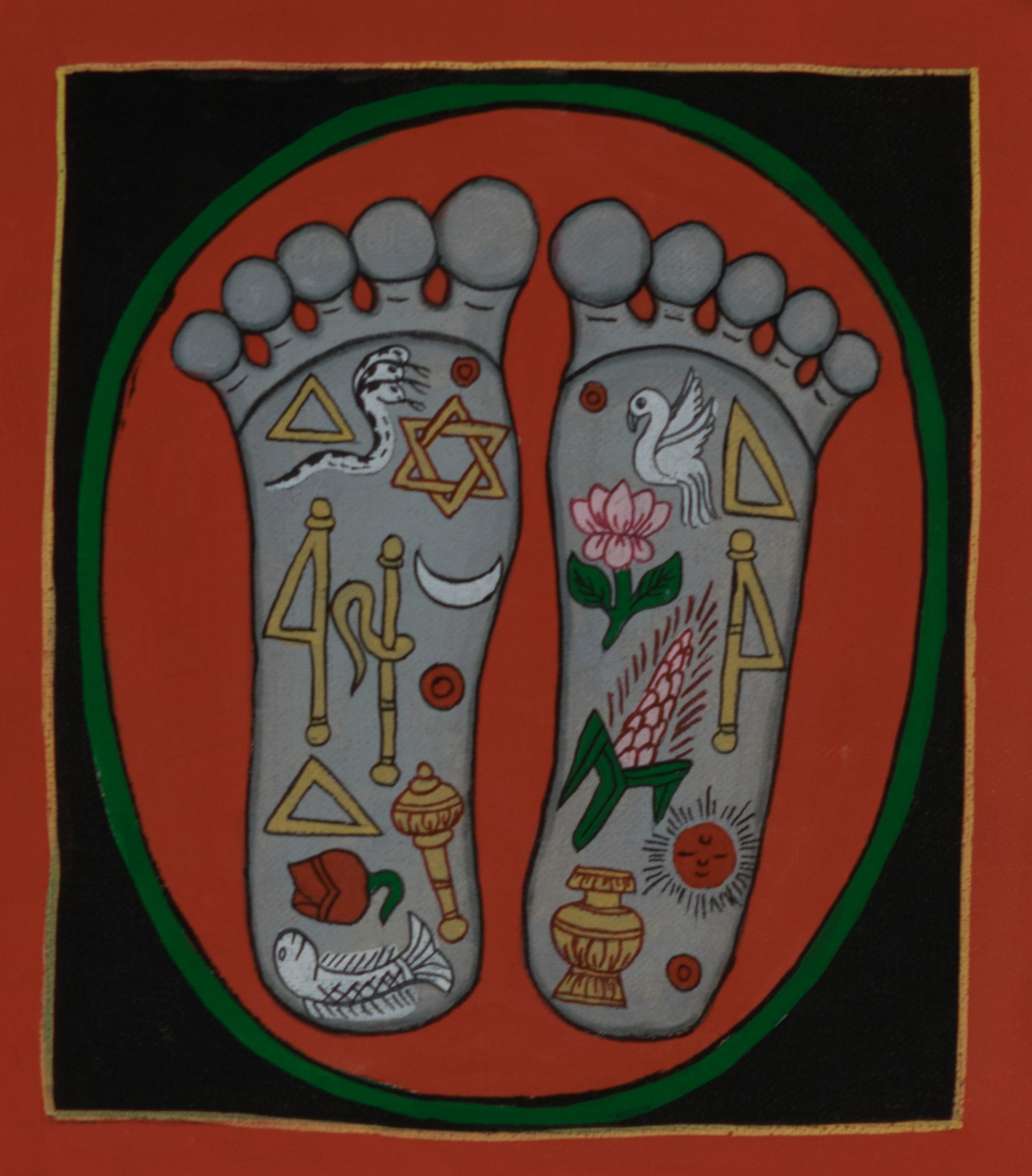 Buddha’s Feet – handmade thangka painting from Nepal – Meditation ...