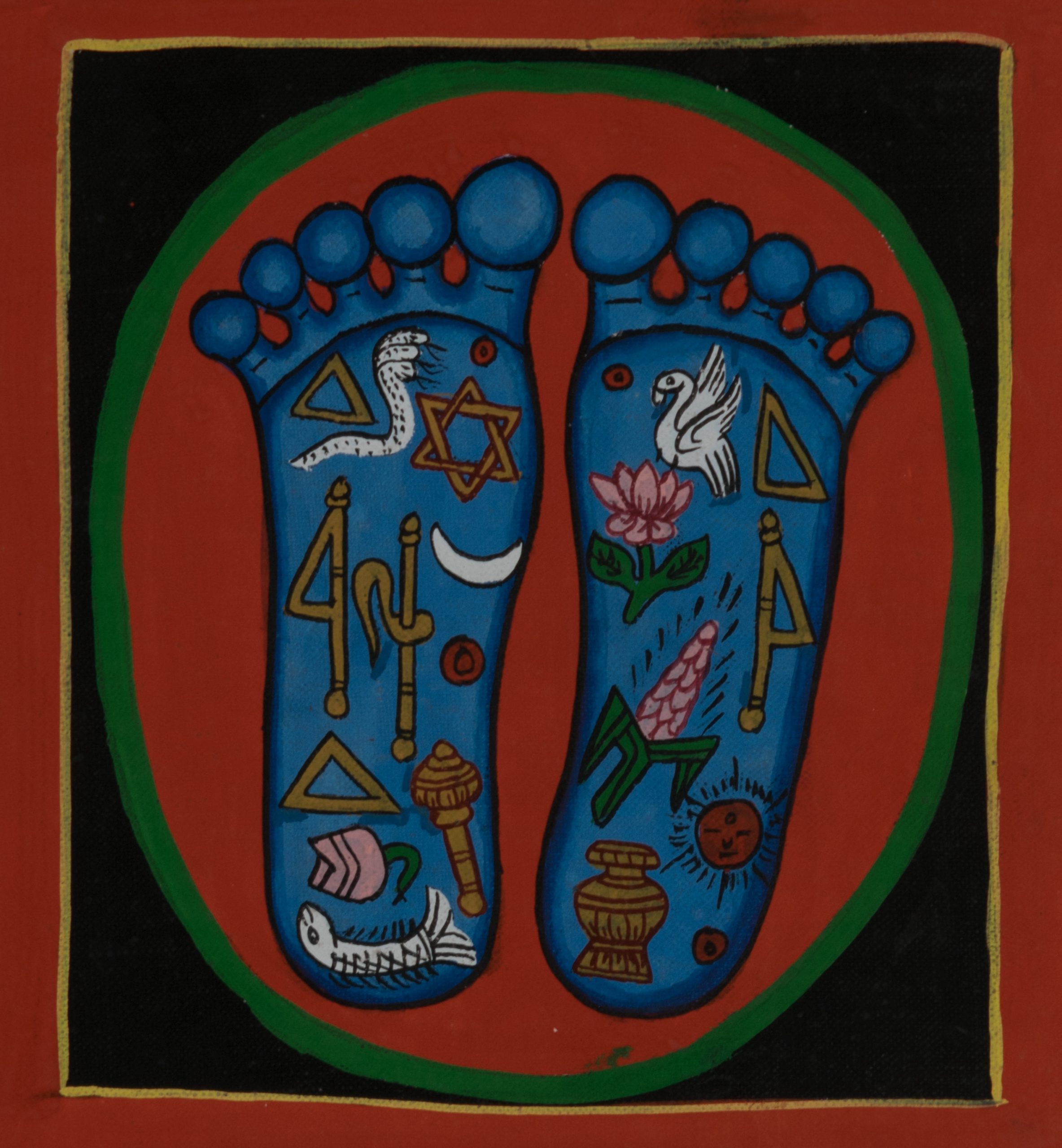 Buddha’s Feet – handmade thangka painting from Nepal – Meditation ...