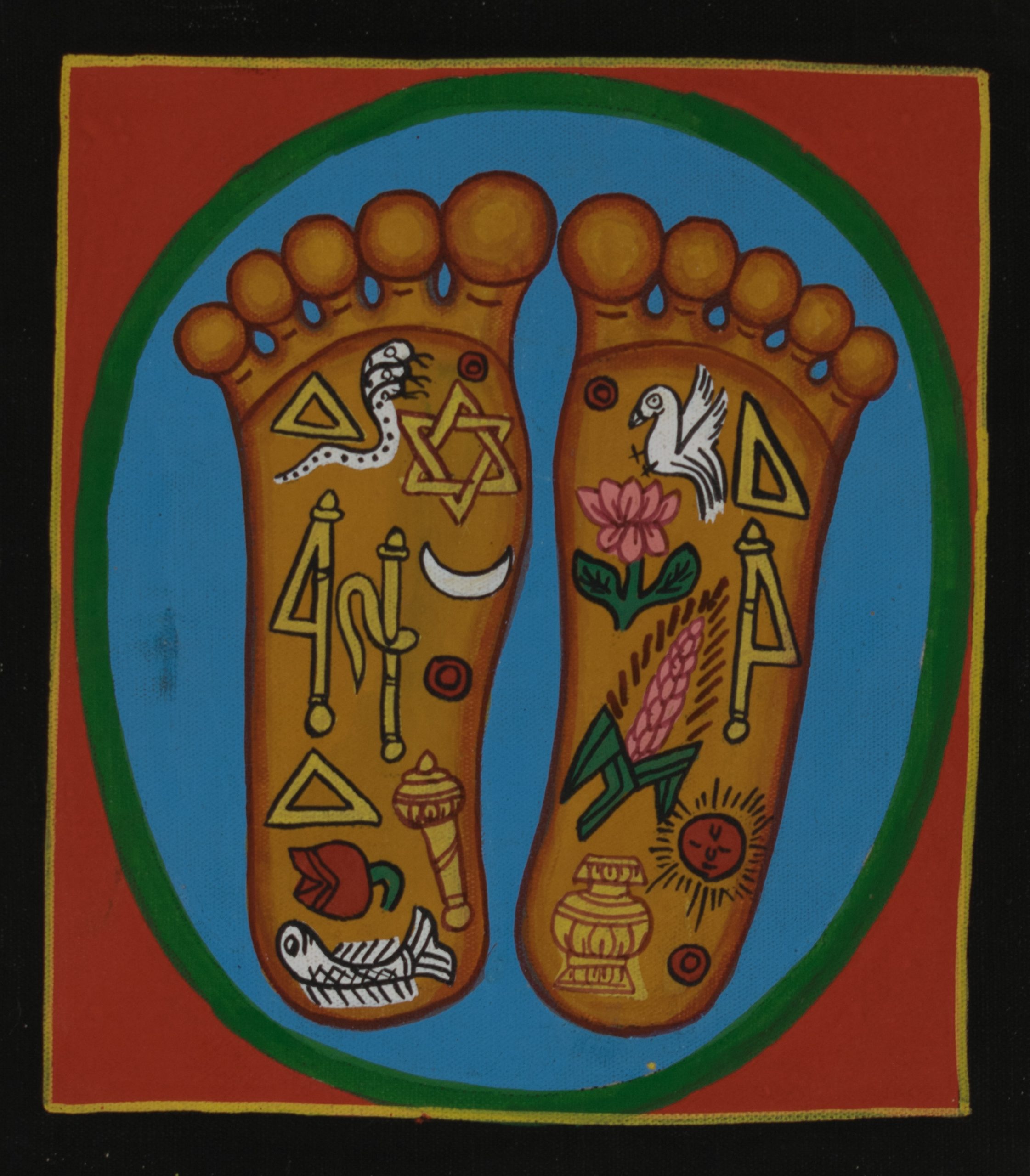 Buddha’s Feet – handmade thangka painting from Nepal – Meditation ...