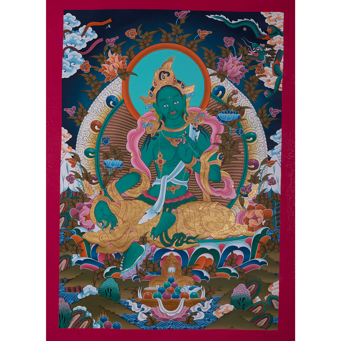 Green Tara Standing – Handmade Thanka Thangka Painting from Nepal ...