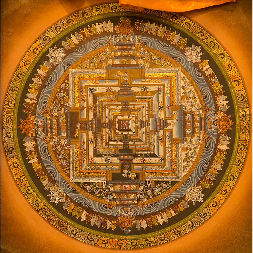 Wheel of Time(Kalachakra Mandala) – handmade thangka painting from Nepal – Meditation Handcrafts Hub